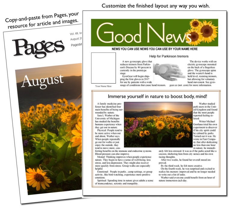 Senior Living Newsletter template | PagesMag.com